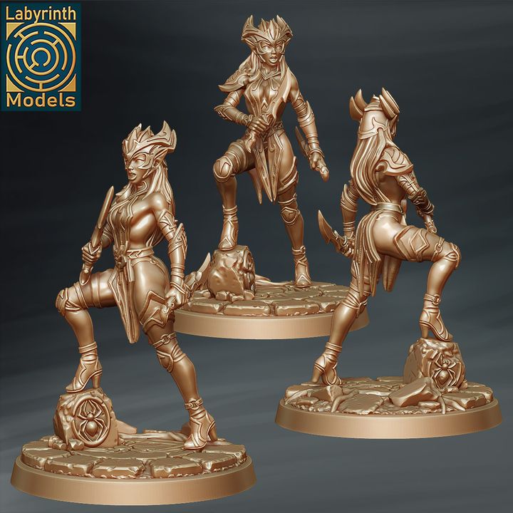 3D Printable Dark Elf Black Widows (Remastered) - 32mm scale by Labyrinth Models